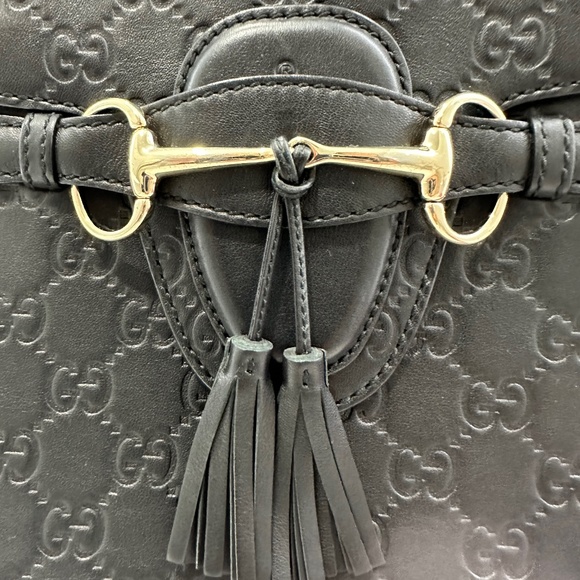 Gucci | Bags | Gucci Black Guccissima Leather Large Emily Chain ...